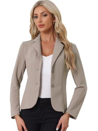 Allegra K Blazer Femme de Business &agrave; Col Revers Veste de Costume &agrave; Manches Longues Camel 3XL