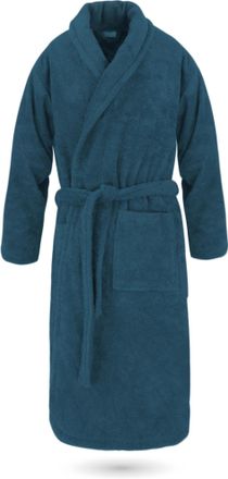 Normani Luxus Bademantel | Saunamantel Flee 450 g/sm aus 100% Baumwolle f&uuml;r Damen und Herren in XS-8XL Farbe Marine Gr&ouml;&szlig;e 5XL