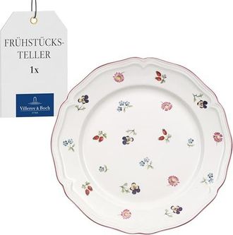 Villeroy & Boch Petite Fleur Frühstücks-/ Dessertteller 21cm Weiß, Spülmaschinenfest, Mikrowellensicher, Kuchenteller, Frühstücksteller, Salatteller, Teller Porzellan