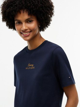 Tommy Hilfiger Kurzarmshirt GOLD SCRIPT MDRN C-NK S/S TEE Baumwolle