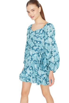 Trendyol Damen Woman Design Midi Jile V-Neck Knitwear Dress Kleid, Schwarz, 34