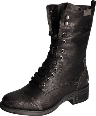 Mustang Jeans Damen Stiefelette Boot Stiefel Schn&uuml;rung Blockabsatz 1293-510, Gr&ouml;&szlig;e:36 EU, Farbe:Schwarz