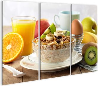 Islandburner Bild auf Leinwand Gesundes Frühstück Müsli Ei Orangensaft Früchte Bilder Wandbilder Poster