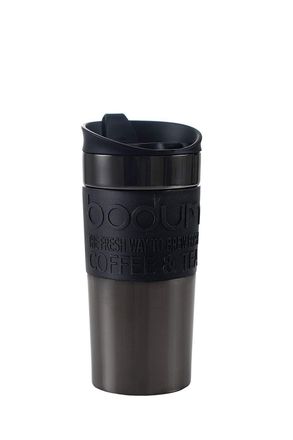 Bodum 11068-380S TRAVEL MUG Vacuum Reisebecher, 0,35 l, Klappdeckel, aus Metall, nicht auslaufsicher, 1 Stück, Metallisch Grau