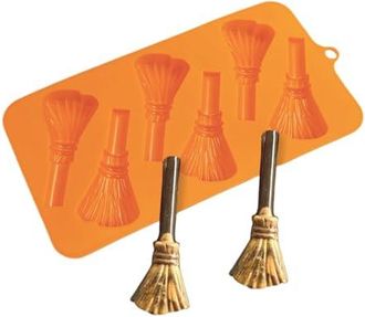 Generico Moules en r&eacute;sine dHalloween - Moules en forme daraign&eacute;e en forme de balai et, forme en silicone anti-adh&eacute;sif pour la cuisson au chocolat, bonbons, pla