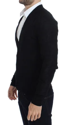 Costume National Mens Black Fine Wool Button Cardigan Merino Extra Clothing