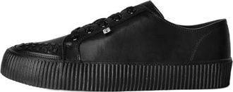 T.U.K. Ribbed Sole Sneaker - Chaussures pour Hommes et Femmes - Couleur Black Leather - Chaussures à Lacets en Cuir et Daim de Style Voyou, Goth et Rocker - 