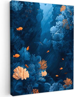 MuchoWow &copy; Leinwandbilder 30x40 cm Wall Art Decoration Bilder f&uuml;r die Wand Schlafzimmer Deko Canvas Painting Wanddekoration Wohnzimmer Korallenriff - Fische - 