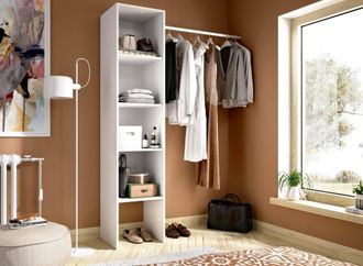 Dmora Großer Kleiderschrank Presanella, Struktur für begehbaren Kleiderschrank, offener Kleiderbügel, 138 x 40 x 186 cm, Weiß