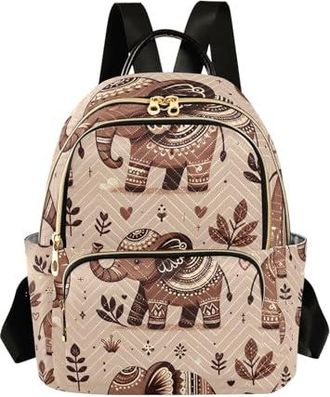 Mnsruu Mini sac à dos bohème marron avec éléphants pour femmes, sac de voyage décontracté, sac à bandoulière, S, Éléphants Boho marron, M