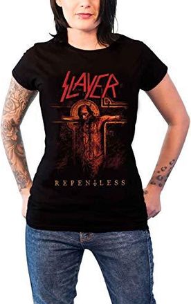 Slayer T Shirt Repentless Crucifix Band Logo Nouveau Officiel Femme Skinny Fit Size XL