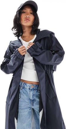 Asos Petite ASOS DESIGN Petite - Parka imperméable caoutchoutée avec détails contrastants - Bleu marine