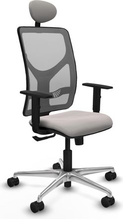 Piqueras y Crespo Verwaltungsstuhl mit 1D-Armlehnen, h&ouml;henverstellbarer Lendenwirbelst&uuml;tze und festem Kopfteil, ausgestattet mit 3 Positionen und Schneideschaum, Grau/W