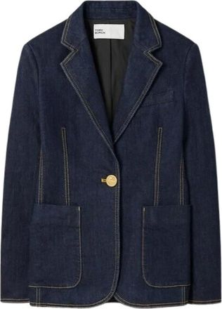 Tory Burch Femme, Vestes, Bleu, Taille: 34 FR Denim Blazer