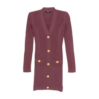 Balmain Femme, Pulls, Violet, Taille: 38 FR Vestido corto cuello en V