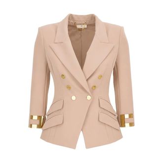 Elisabetta Franchi Femme, Vestes, Beige, Taille: 36 FR Blazer Tailleur