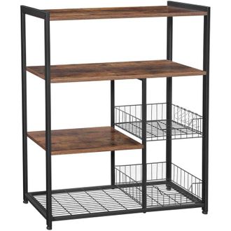 Vasagle Vasagle - Desserte de cuisine avec 2 paniers m&eacute;talliques - Dimensions 80 x 35 x 95 cm - Structure en acier et bois ding&eacute;nierie - Style industriel