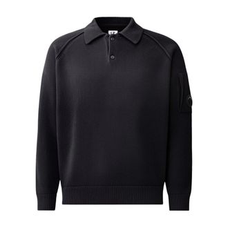 C.P. Company Geripptes Poloshirt mit Linsen-Detail - - Tops - Herren - Schwarzk - L