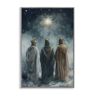 Stupell Industries Petal Prints Design Three Wise Men & North Star Giclée-Kunst, gerahmt, Grau, 76,2 x 50,8 cm