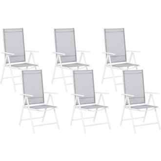 Beliani Beliani - Lot de 6 Chaises de Jardin en Aluminium et Textile Blanc et Gris Industriel Catania