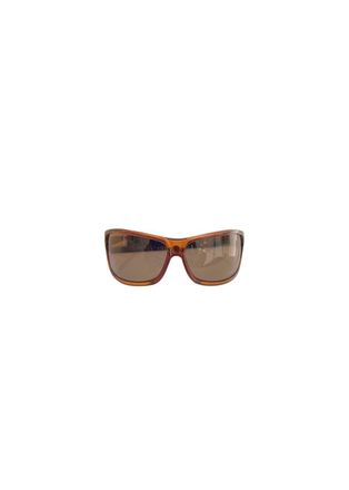 Ermenegildo Zegna Brown clear acetate rectangle frame sunglasses