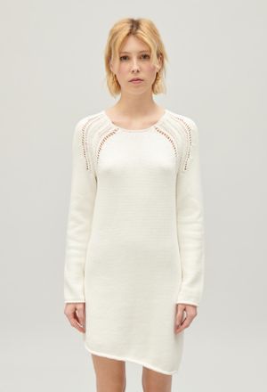 Claudie Pierlot Kurzes, asymmetrisches Strickkleid Ecru
