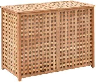 vidaXL Coffre &agrave; linge 87,5x46x67 cm Bois de noyer massif