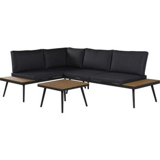 Habitat et Jardin Salon de jardin canap&eacute; dangle d&eacute;cor imitation bois Mira - 4 places - Gris
