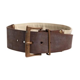 Ermanno Scervino Femme, Accessoires, Brun, Taille: ONE Size Leather Canvas Metal Buckle Belt