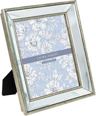 Laura Ashley 20,3 x 25,4 cm silberner abgeschr&auml;gter Spiegelrahmen mit tiefem abgeschr&auml;gtem Winkel, Wandmontage, hergestellt f&uuml;r Tisch-Display, Fotogalerie und Wand