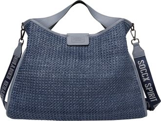 soccx Unisex Hobo Bag im Häkel-Design mit Logo-Wechselgurt Denim Blue None