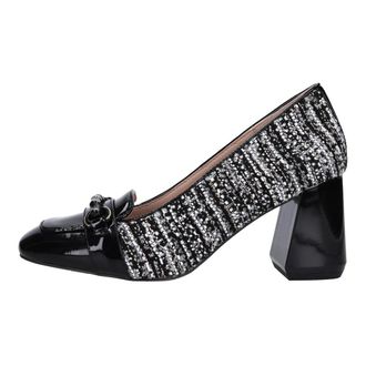 Emanuelle Vee Lackleder- und Stoff-Loafer - - Shoes - Damen - Schwarzk - 38 EU
