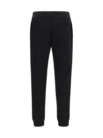 Moncler Mens Tracksuit Pants With Drawstring And Logo Black Cotton Trousers