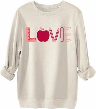 Generic Sweat &agrave; capuche pour enseignantes, t-shirt &agrave; manches longues avec motif coeur, pull de Saint-Valentin, v&ecirc;tements sexy pour femme, kaki, 3XL