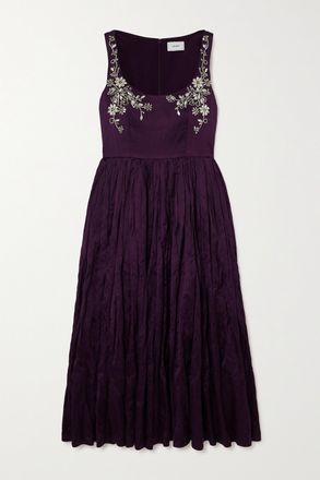 Erdem Robe Midi En Satin &Agrave; Sequins Et &Agrave; Ornements - Bordeaux