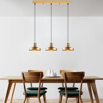 Opviq Elegant Gold Chandelier, Adjustable Height 29-109 cm, Metal Body, 72 x 22 x 109 cm | 3 x E27 Socket, Perfect for Modern Living Spaces | IP20 Rated