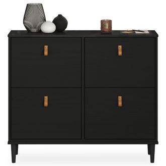 IDIMEX Schuhkipper MIKKA mit 4 Klappen - schwarz Schuhschrank, Schuhregal schmal Schuhorganizer