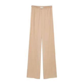 Forte_Forte Hose mit elastischem Bund und Satinr&uuml;ckseite - - Trousers - Damen - Beige - M