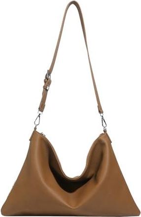 Generic Sac fourre-tout en cuir synth&eacute;tique avec fermeture &eacute;clair et sangle r&eacute;glable pour l&eacute;cole, le travail, un usage quotidien, marron, 400.00x250.00x150.00