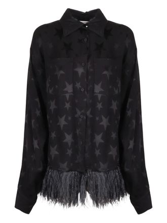 Shirtaporter star-print fringed jacket - Schwarz