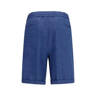 Brunello Cucinelli Linen and Merino Wool Chevron Bermuda Shorts - Blue