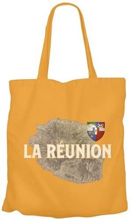 Fabulous Tote Bag Sac Shopping en Toile Orange - La Réunion 974 Ile Departement Carte Ancienne France - 10 L