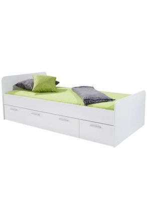 MID.YOU Mid.you Stauraumbett, Wei&szlig;, Holzwerkstoff, 3 Schubladen, 90x200 cm, Schlafzimmer, Betten, Einzelbetten