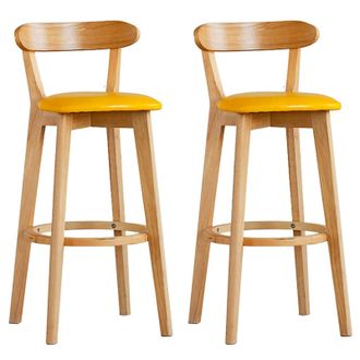 Generic Barhocker-Set (2Er-Set), Tresenh&ouml;he 61/71/81 cm mit R&uuml;ckenlehne, Rustikale Barhocker mit Kunstlederbezug und Holzbeinen f&uuml;r Die K&uuml;cheninsel