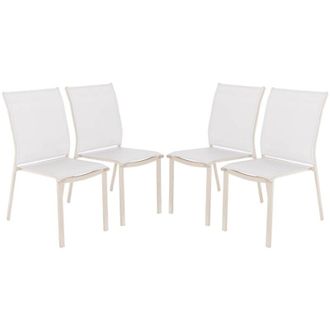 Sweeek Sweeek - Lot de 4 chaises de jardin cleveland empilables aluminium et textilene beige, 64,5 x 45,5 x 89,5 cm