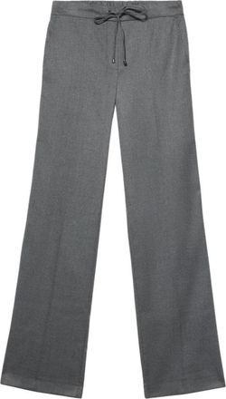 Oltre Femme, Pantalons, Gris, Taille: 42 FR Pantalon en Flanelle avec Cordon de Serrage