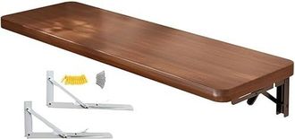 Generic Bureau Pliant Mural en Bois, Table Rabattable Flottante, Tablette Murale pour Cuisine, Salon, Salle, Capacit&eacute; De Charge 70KG,Marron(110X30cm)