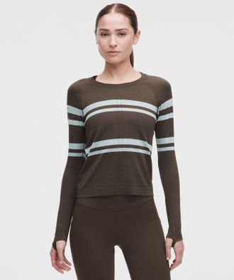 lululemon Haut manches longues Swiftly Tech 2.0 Longueur taille Rayures pour Femmes - Taille 10