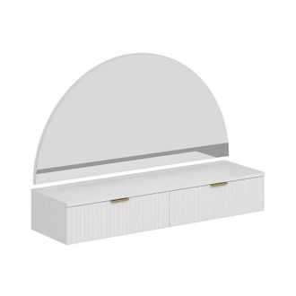 Vente-Unique Coiffeuse suspendue avec miroir et LEDs - 2 tiroirs - Blanc - FRALYN de Pascal Morabito