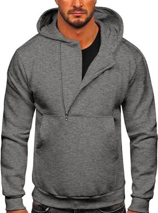 Generic Sweat &agrave; capuche l&eacute;ger pour homme - Automne et hiver - Demi-fermeture &eacute;clair - Couleur unie - Sport d&eacute;contract&eacute; - Pour entra&icirc;nement int&eacute;rieur et ext&eacute;ri